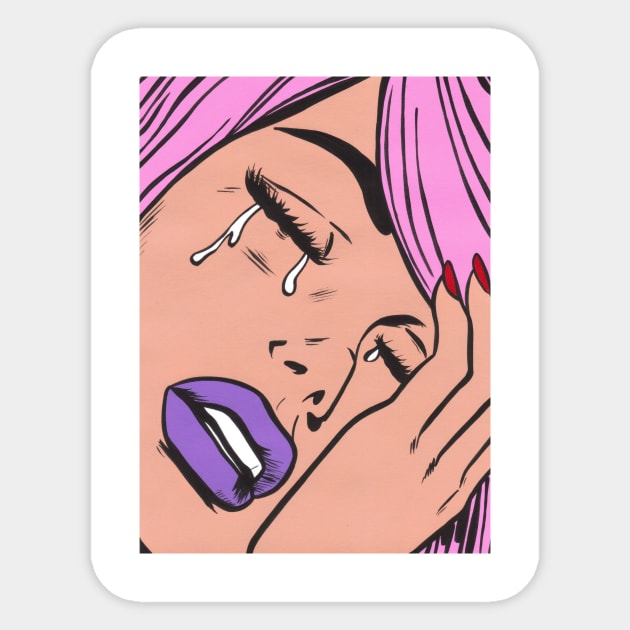 Pastel Pink Crying Comic Girl Sadgirl Sticker Teepublic
